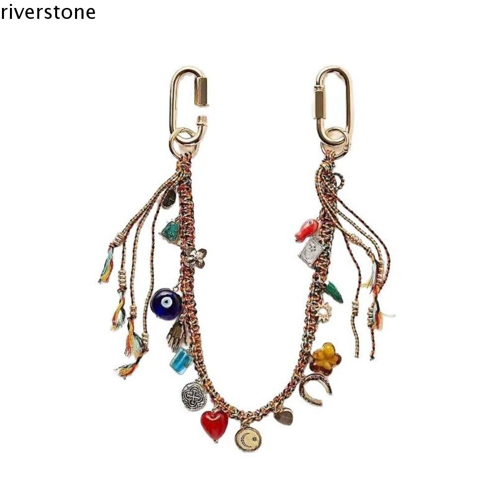 RIVERSTONE พวงกุญแจลูกปัดตัวอักษร, Star Charm จี้ตาชั่วร้ายตุรกี, ตาจับ ...