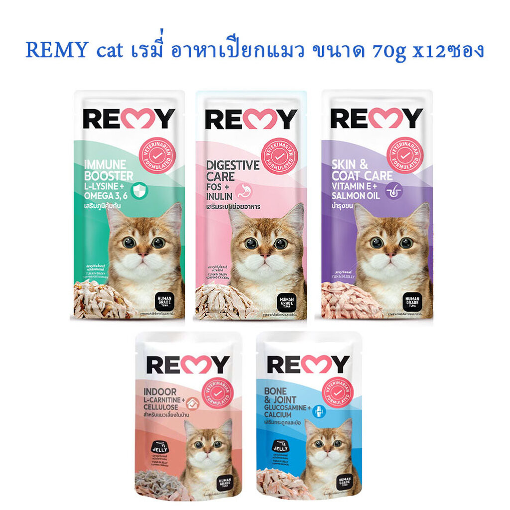 REMY cat เรมี่ อาหาเปียกแมว ขนาด 70g x12ซอง | Shopee Thailand