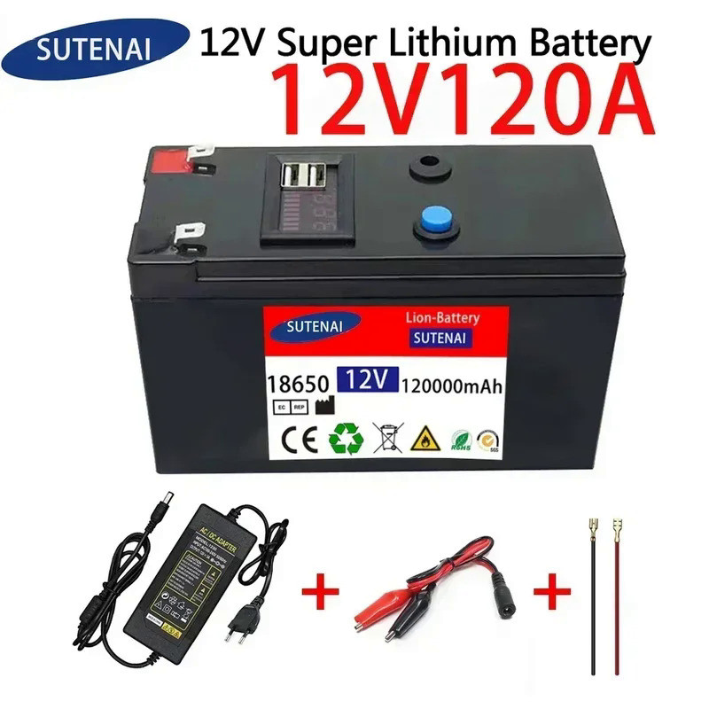 12V Battery 120Ah 18650 lithium battery pack Rechargeable battery for ...