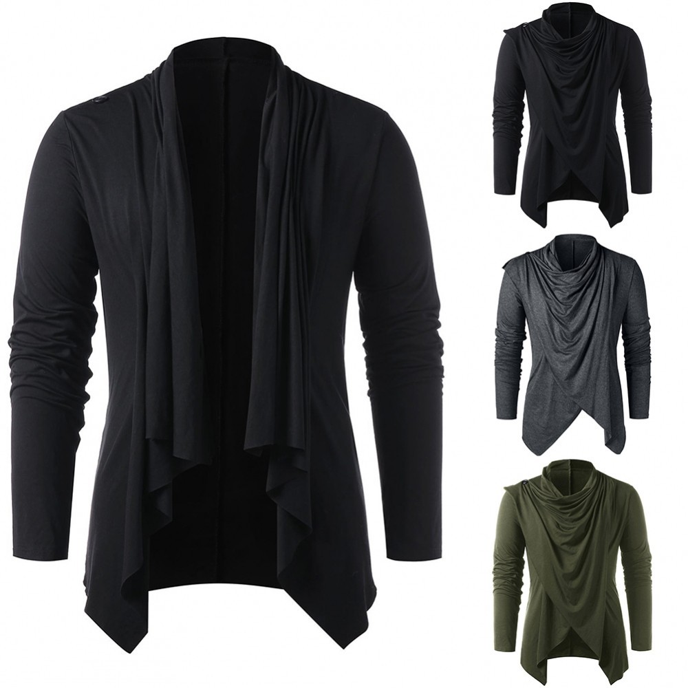 【EVER】Open Front Men's Casual Cardigan Featuring Asymmetrical Styling ...