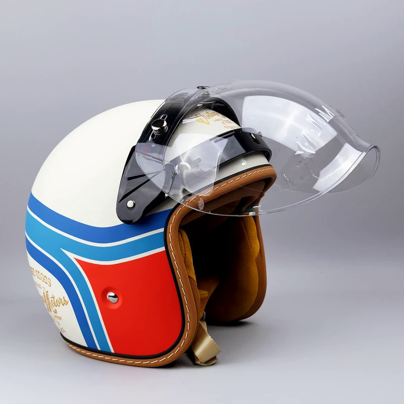 Bubble Mirror Motorcycle Helmet LENS Sun Shield Visor 3-snap Retro ...