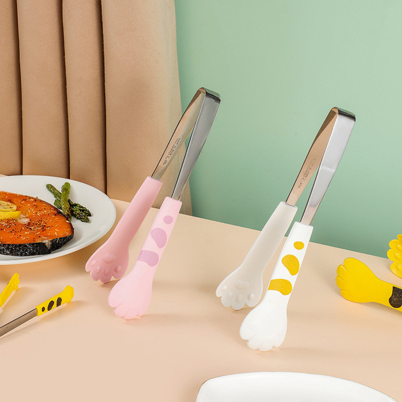 Cat Paw Shape แหนบอาหาร - แหนบอาหารการ์ตูนน่ารักแหนบบาร์บีคิวสแตนเลส ...