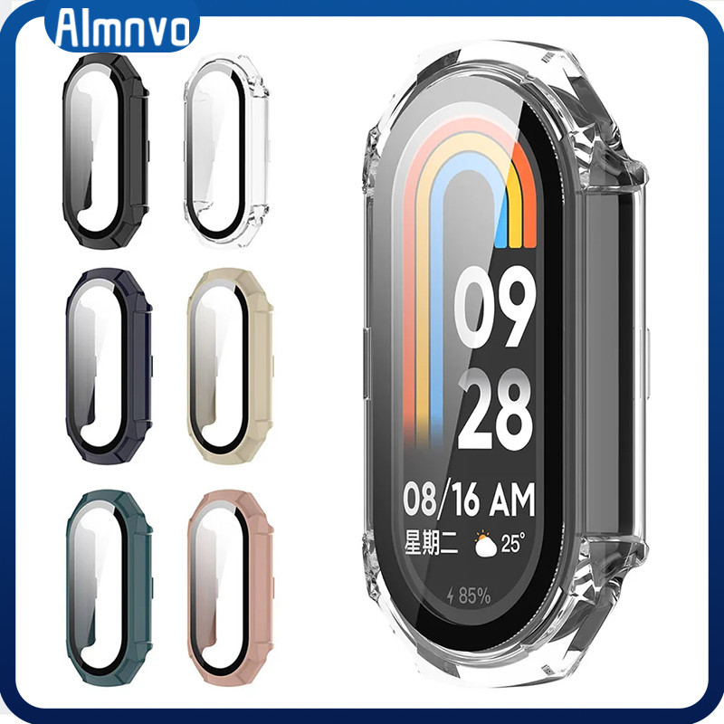 กระจกนิรภัย PC กรณีแสดง สำหรับ Xiaomi Mi Band 8/NFC กรณี ฝาครอบ Hardshell PC Anti-Gores Xiaomi ...