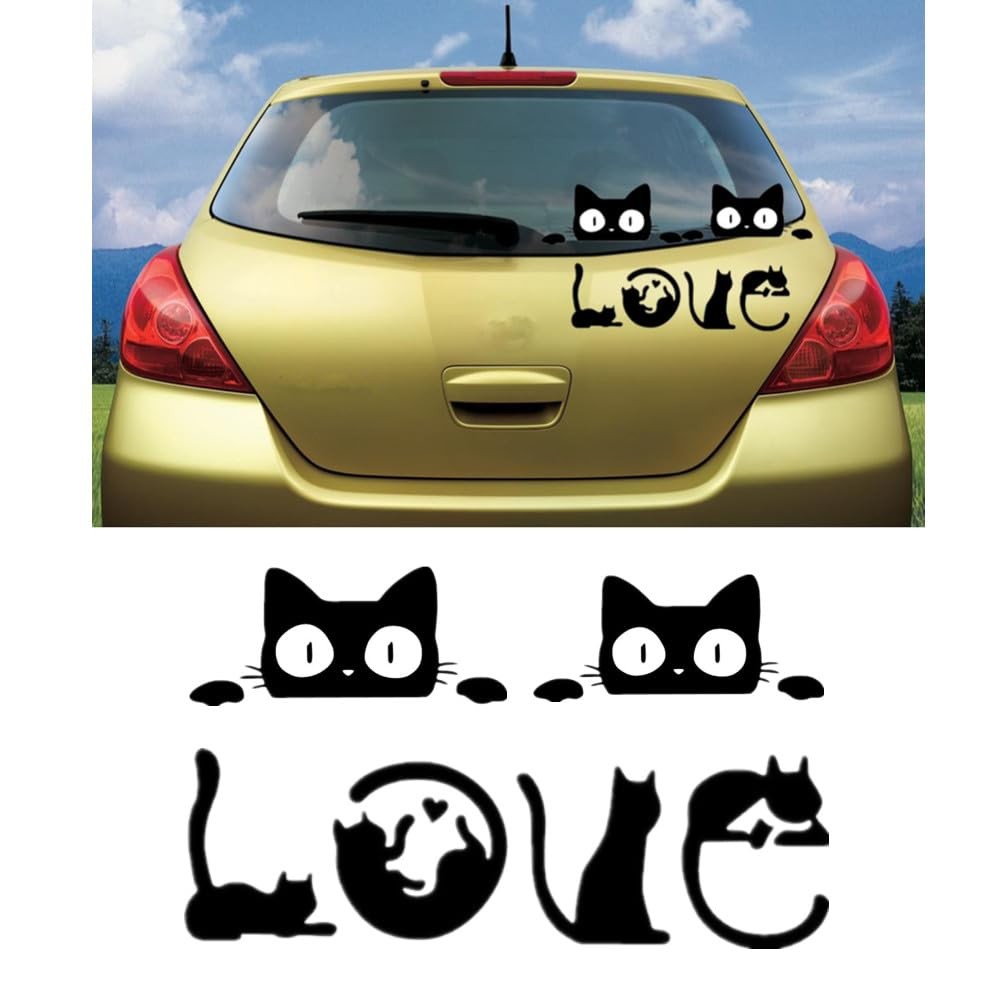 TATACLEA Cute Cat Car Stickers - Creative PVC Decals for Cars and ...