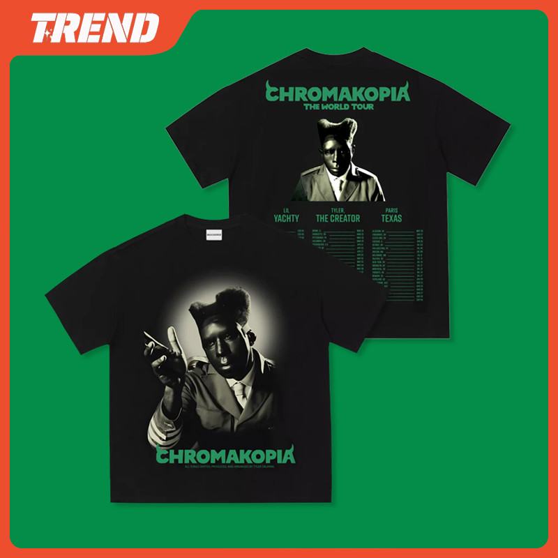 Tyler, The Creator Chromacopia World Tour เสื้อยืดผ้าฝ้ายวินเทจขนาดบวก ...