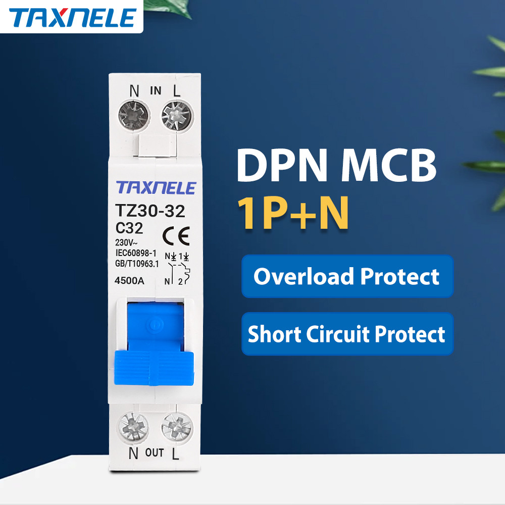 Taxnele DPN 1P + N Mini Circuit Breaker MCB 6A 10A 32A Din Rail ติดตั้ง Cutout ในครัวเรือน Air ...