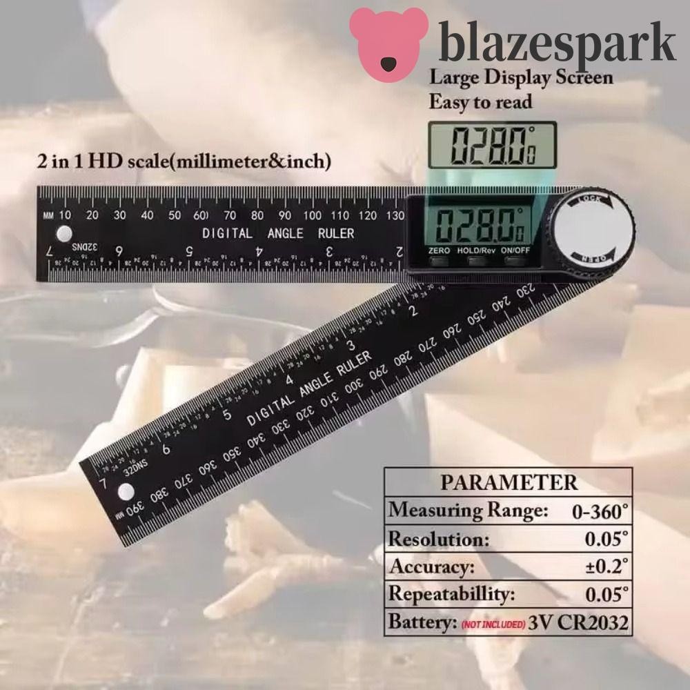 Blazespark 2 in 1 Digital Angle Detector Scale,ความแม่นยําสูงมัลติฟังก์ชั่ไม้บรรทัดมุมดิจิตอล,จอ ...
