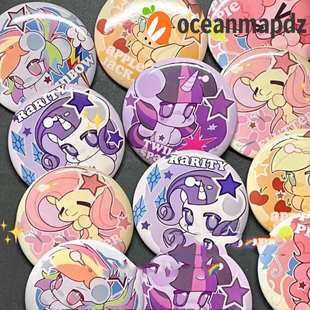 OCEANMAPDZ ป้ายม้าน้อย, Fluttershy Pony Anime เข็มกลัดป้าย, ป้ายเสื้อ ...