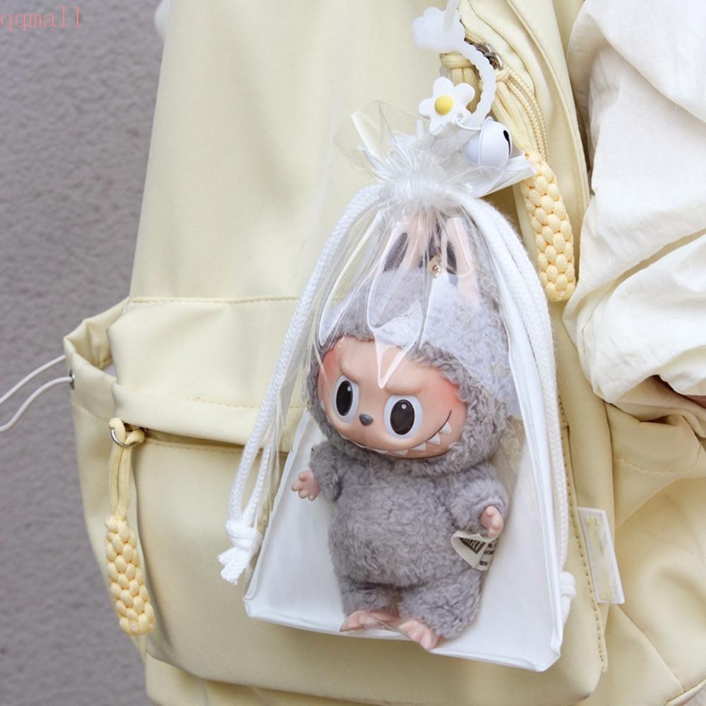 QQMALL 17 ซม. Labubu กระเป๋าตุ๊กตา,ฝุ่น PVC Labubu Display Bag, Clear ...
