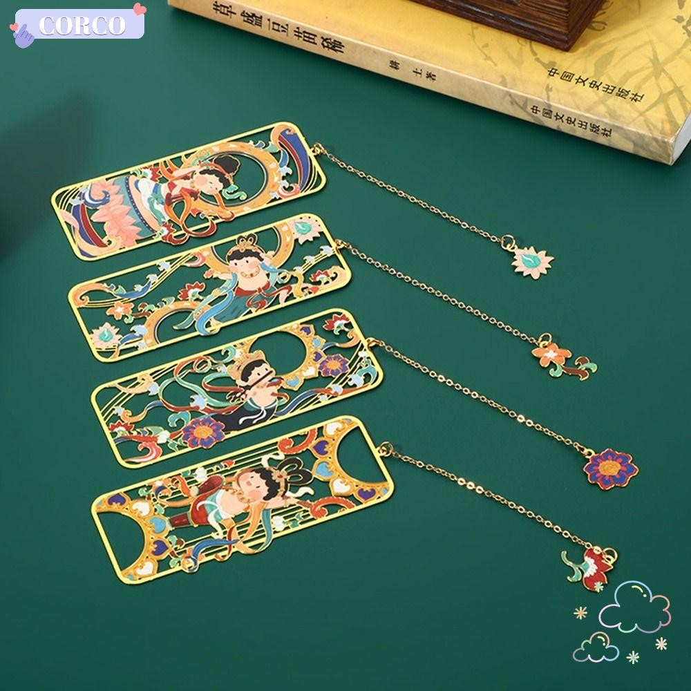 CORCO ที่คั่นหนังสือทองเหลืองสไตล์จีนเครื่องเขียนพู่โลหะ Retro ...
