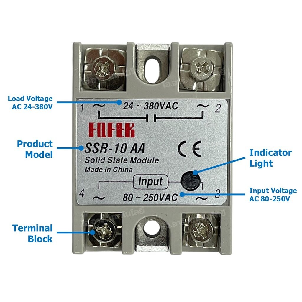 SSR-10AA/25AA/40AA/60AA/80AA/100AA โซลิดสเตทรีเลย์ Solid State Relay INPUT 80-250VAC, LOAD 24 ...