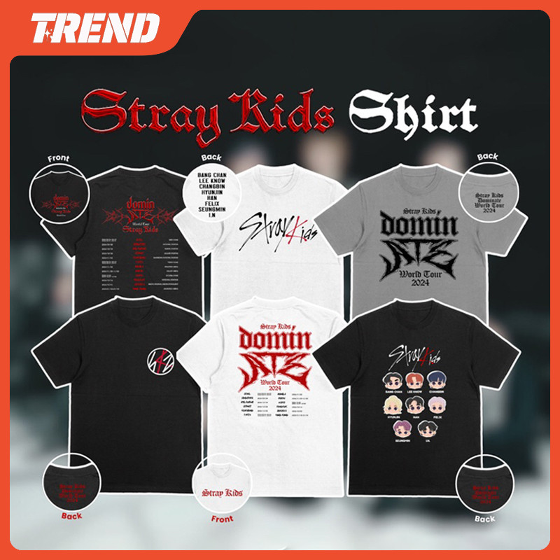 Kpop Stray เด็ก DominATE World Tour Merch ผ้าฝ้ายเสื้อยืด Vintage ...