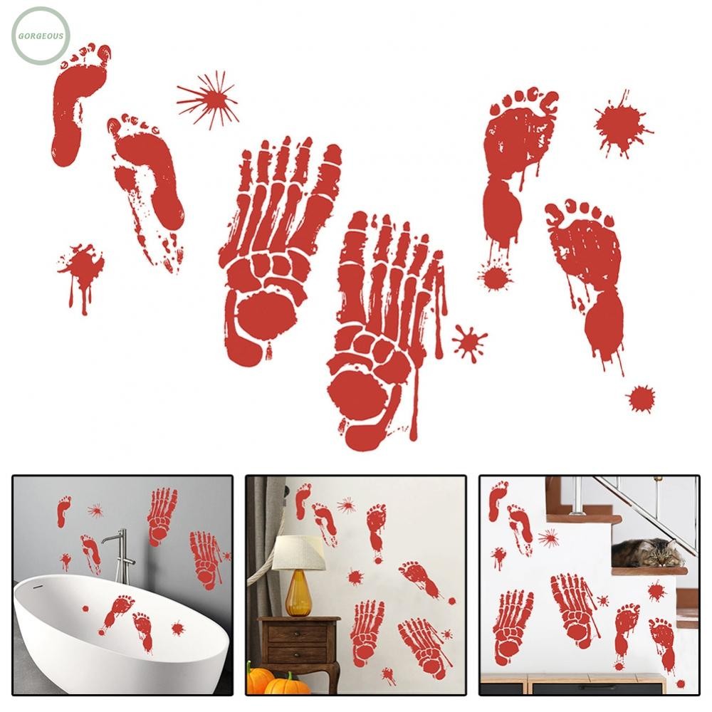Bloody Handprint Sticker Bright Colors Easy To Use PVC Material Stairs ...