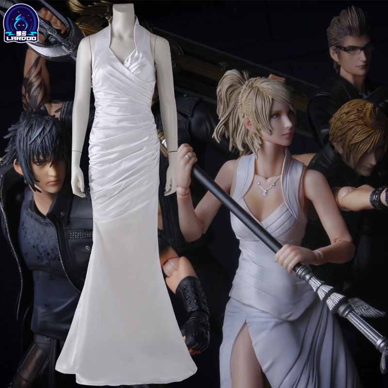 Final Fantasy XV FF15 Lunafreya Nox Fleuret คอสเพลย์เครื่องแต่งกายสีขาวแฟนซีชุดราตรีฮาโลวีน ...