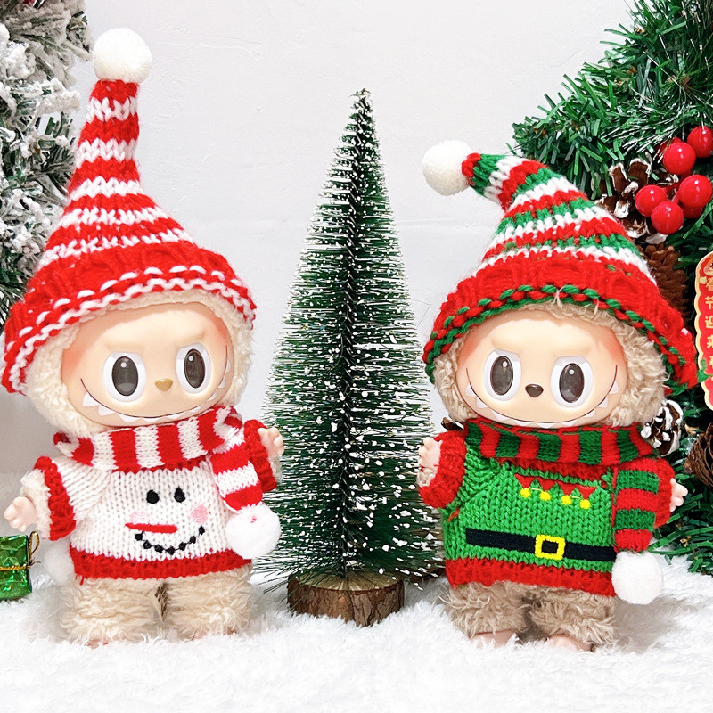 Labubu Christmas Exclusive Knit Sweater 17 ซม. รุ่นแรกและสองตุ๊กตานั่ง ...