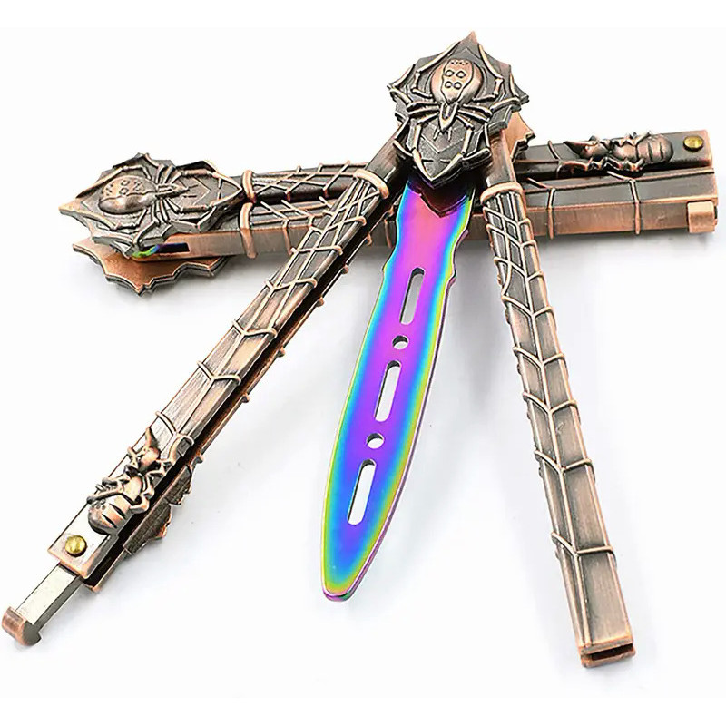 Spider EDC Practice Butterfly Knife Stainless Steel Folding Training ...