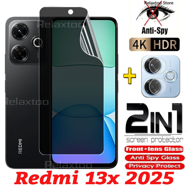 Redmi13 2025 2in1 หน้าจอความเป็นส่วนตัว Soft Hydrogel ฟิล์มสําหรับ ...