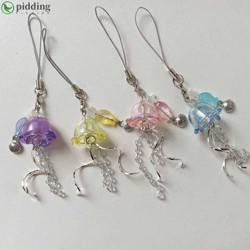 PIDDING Y2K แมงกะพรุนมือถือ Key Chain, เกาหลีแมงกะพรุนพู่ลูกปัด Pendent ...