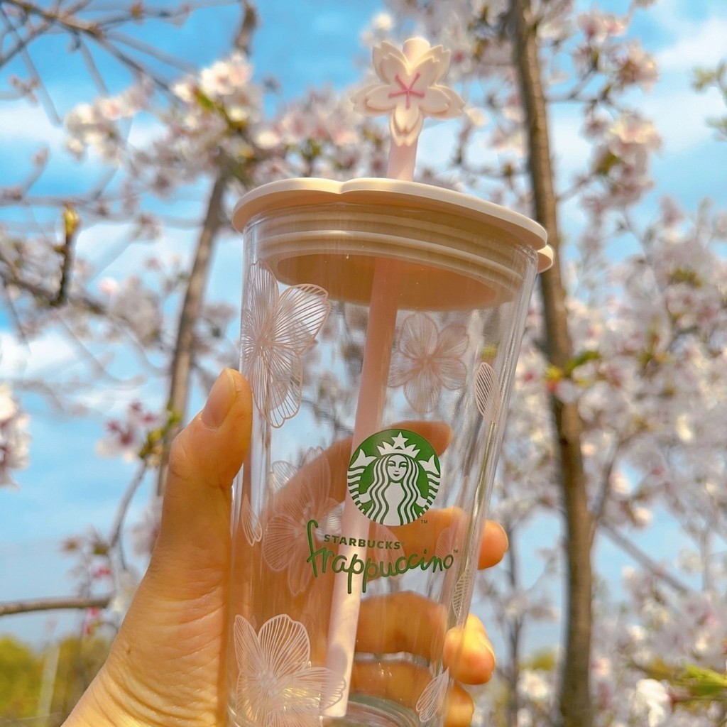 Starbucks * Sakura Pink Transparent Double Drinking Mouth Glass Water ...