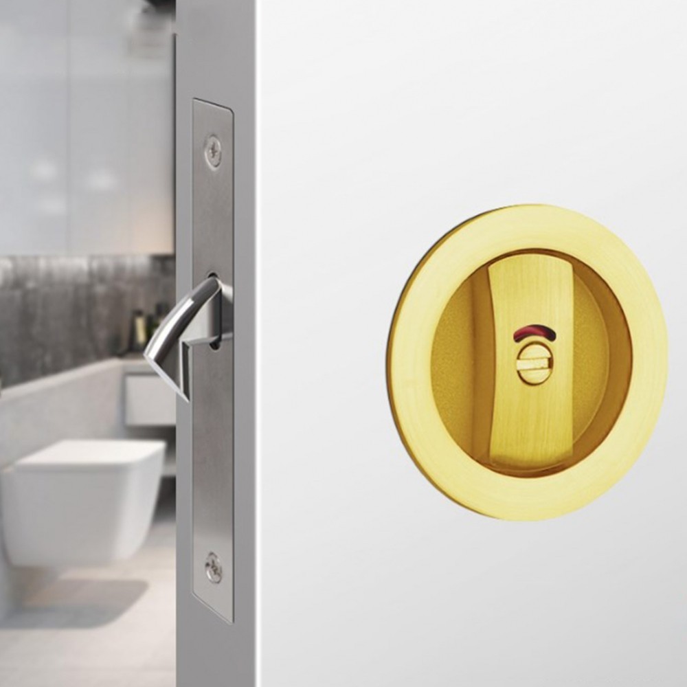 Round bathroom sliding door lock single hook with red and green ...