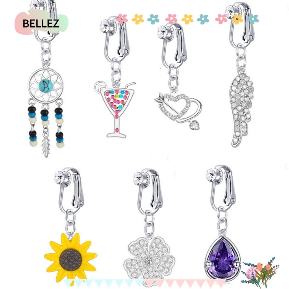 BELLEZ Belly ปุ่มแหวนผู้หญิง Faux เจาะกระดูกอ่อนคลิปต่างหูคลิปสะดือบน ...