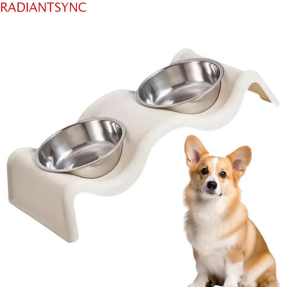 RADIANTSYNC ชามสัตว์เลี้ยงคู่,จานคู่สแตนเลสภาชนะอาหารแมว,รั่วซึมสร้างสรรค์ไม่ลื่นทนทานลูกสุนัข ...