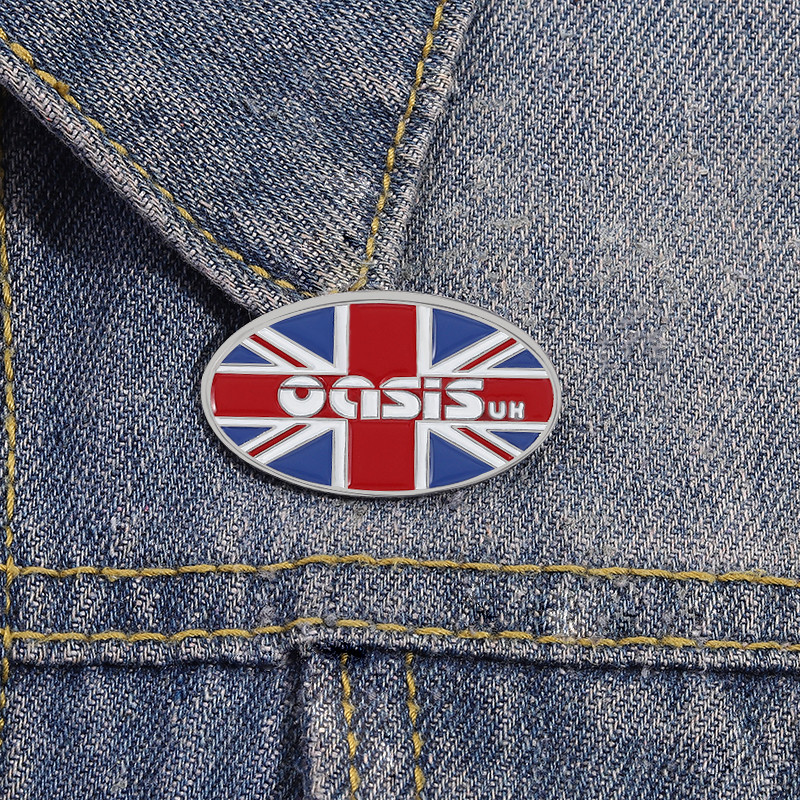 Rock Band Oasis Band Alliance Flag เข็มกลัดเคลือบแฟชั่นเสื้อผ้าอุปกรณ์ ...