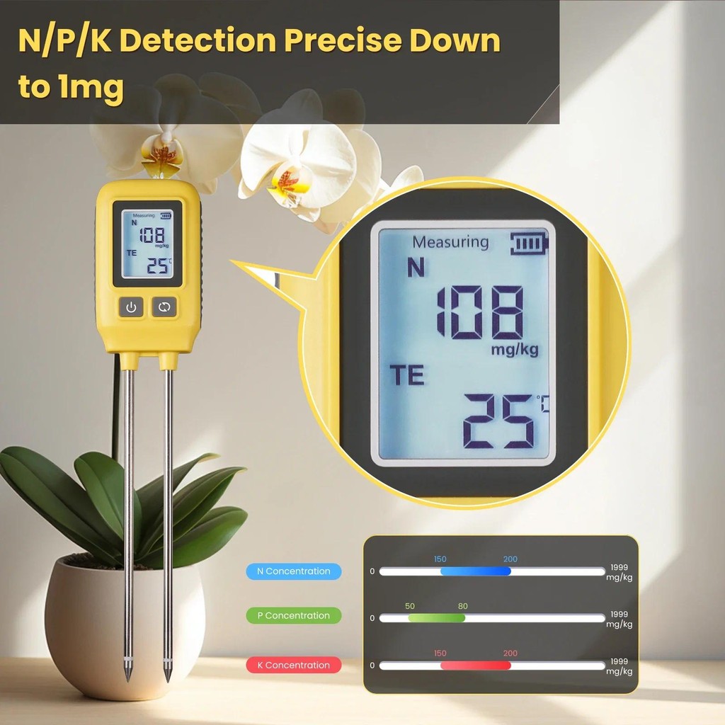 MOES Soil NPK Temperature Sensor Nitrogen Phosphorus Potassium Detector ...