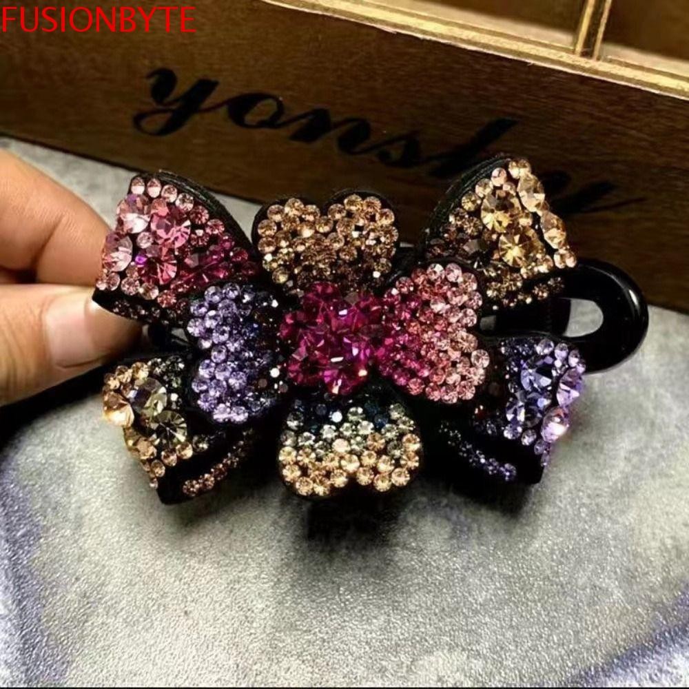Fusionbyte กิ๊บติดผมดอกไม้ Rhinestone,Zircon Bowknot ดอกไม้คริสตัล Hairpins,หวาน U-shape สไตล์ ...