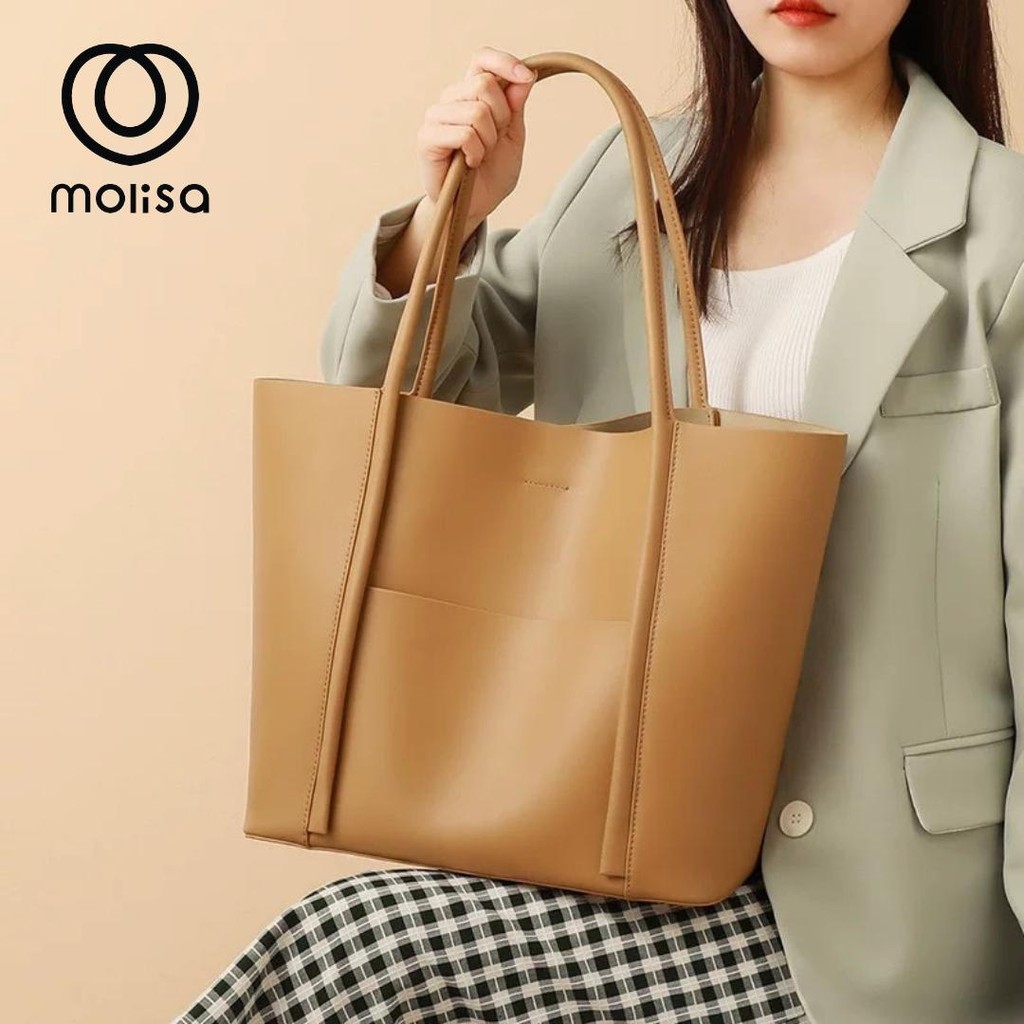 molisa 12.12 Flash Sale กระเป๋า สะพายไหล่ใบใหญ่ จุของได้เยอะ หนังวัว ...
