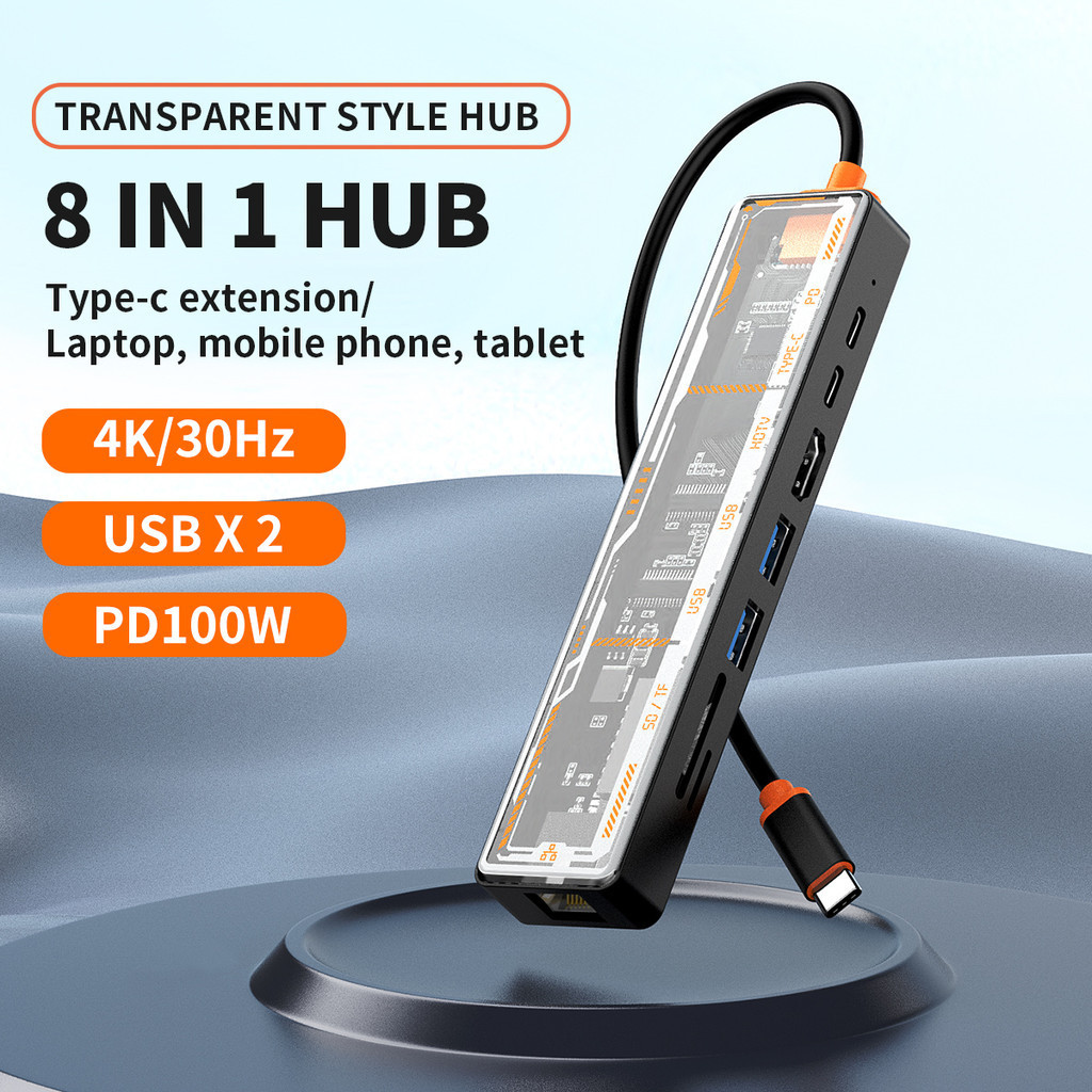 HUB 8 in 1 USB-C 3.1 Docking Station USB Hub (4K30Hz) Type C Extension ...