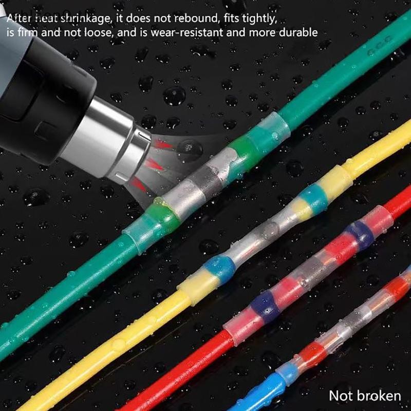 Ahlsen0 50 ชิ้นความร้อนหดตัวเชื่อมต่อแขนหลอดเทอร์มินัลไฟฟ้า Butt Splice ขั้วต่อสายไฟ Splice ...