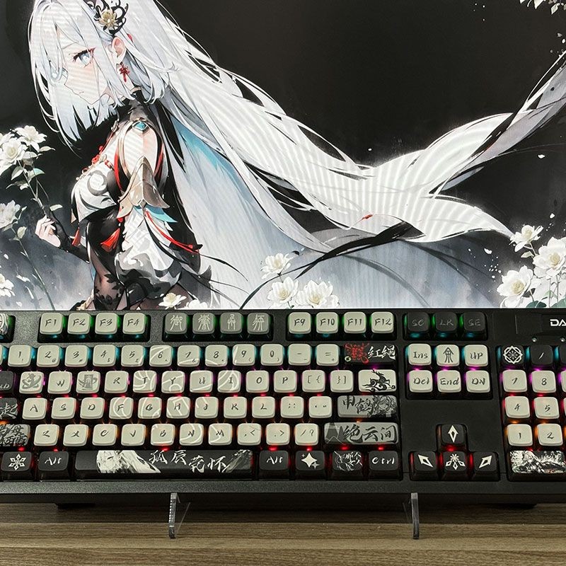 Genshin Impact Shenhe พุดดิ้ง Keycap SAX โปรไฟล์ 125 คีย์ PBT ห้าด้าน ...