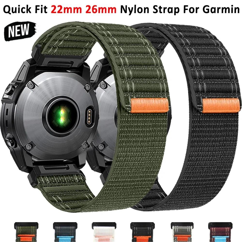 Quickfit 22 มม.26 มม.ทอไนลอนสําหรับGarmin Fenix E 8 47 มม.51 มม.7 7X 6 ...