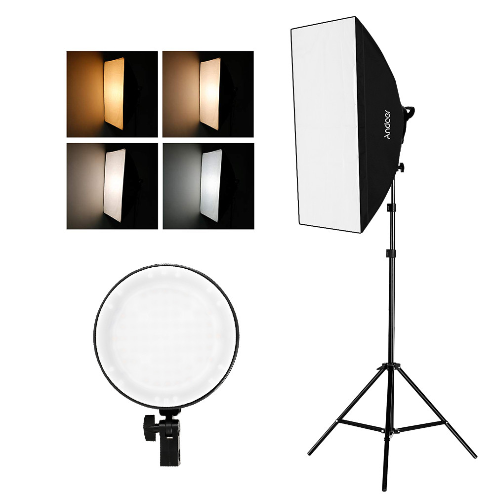 ชุดถ่ายภาพ Andoer สตูดิโอการถ่ายภาพ Softbox ชุดไฟ LED รวม 20*28 นิ้ว ...