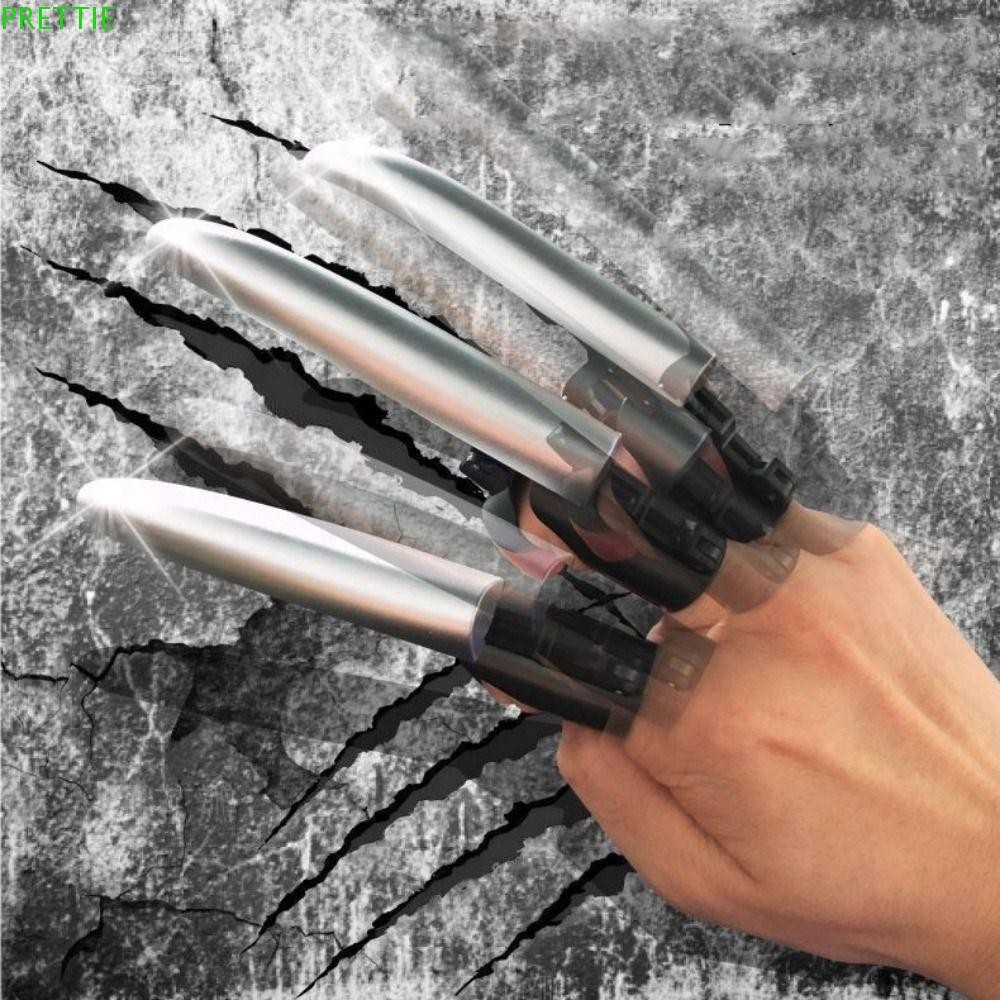 PRETTIE 3pcs Retractable Mechanical Claws, 3D Assembly Scalable Glowing Wolf Claws, ปรับริบบิ้น ...