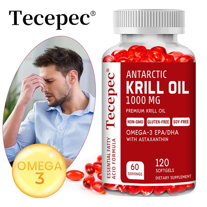 Antarctic Krill Oil 1000 mg Softgels, Krill Oil Omega-3, EPA, DHA, Astaxanthin และ Phospholipids ...