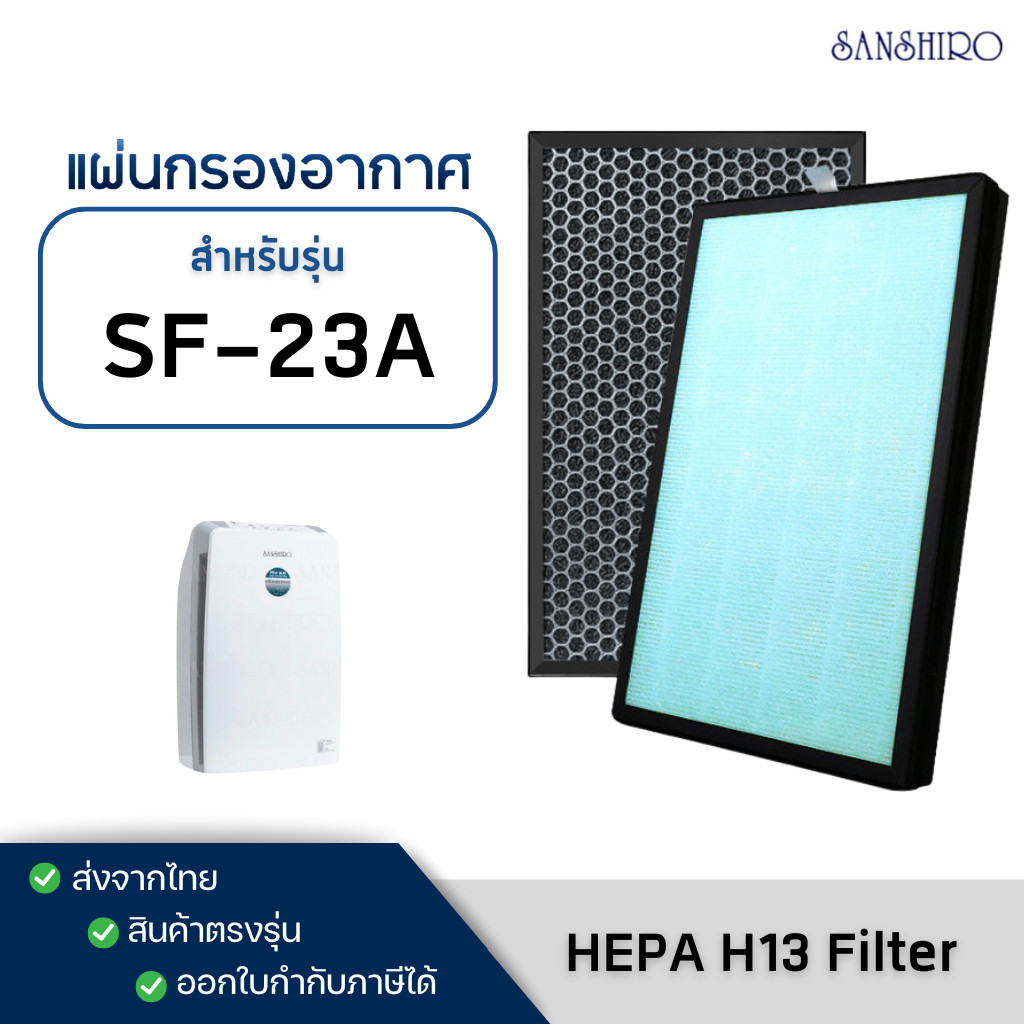 แผ่นกรองอากาศ ซันชิโร่ รุ่น SF-23A สำหรับเครื่องฟอกอากาศ Sanshiro ไส้ ...
