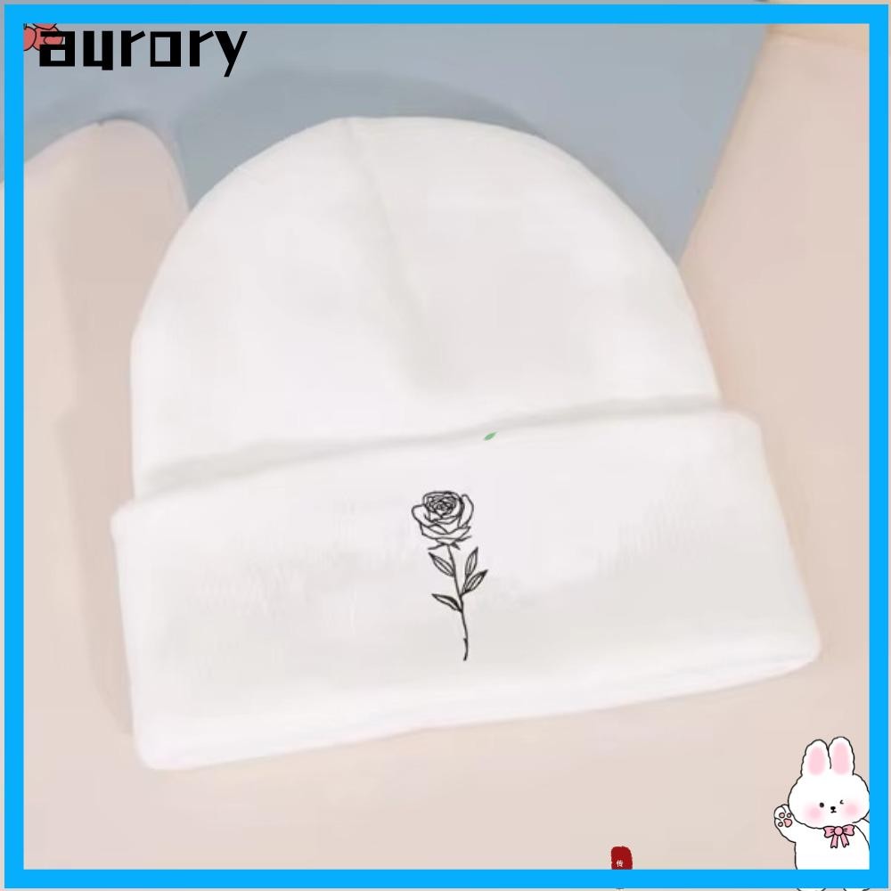AURORY Beanies หมวก, Gothic Street Punk Rose ปัก Bonnet Caps, หมวกถัก ...