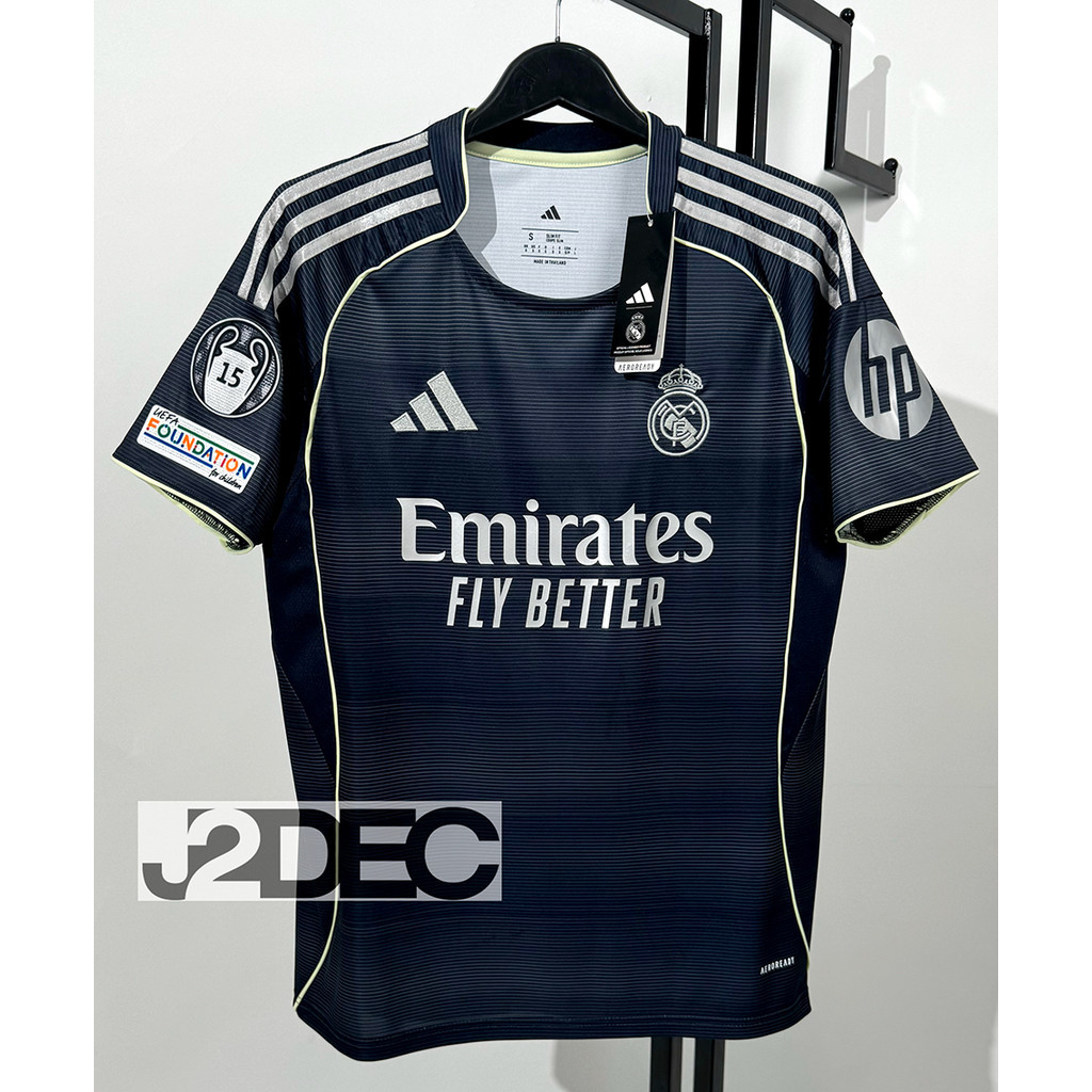 ใหม่ล่าสุด !! เสื้อ เรอัล มาดริด Away เยือน เกรดแฟนบอล 2025/26 ฟลูออฟชั่นพร้อมอาร์ม UCL และชื่อ ...