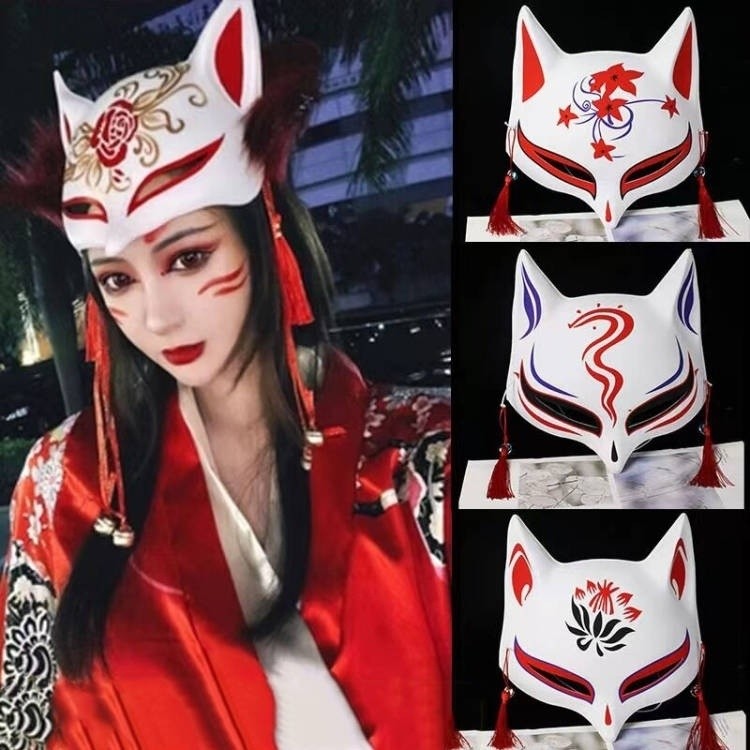 เรืองแสงขนนกสุนัขจิ้งจอกหน้ากากอะนิเมะโบราณแต่งตัวหน้ากากเด็กเรืองแสง ...