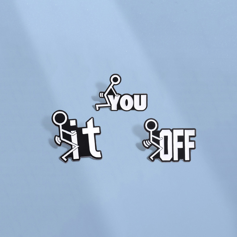 ตลก Stickman You Off It เข็มกลัดการ์ตูน Creative Pin เข็มกลัดป้ายโลหะ ...