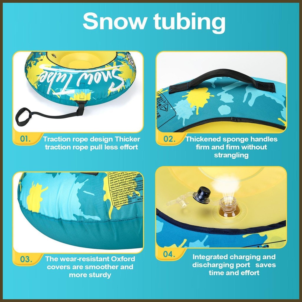 Inflatable Snow Sled ฤดูหนาว Inflatable Snow Tube Sled Heavy Duty Snow ...