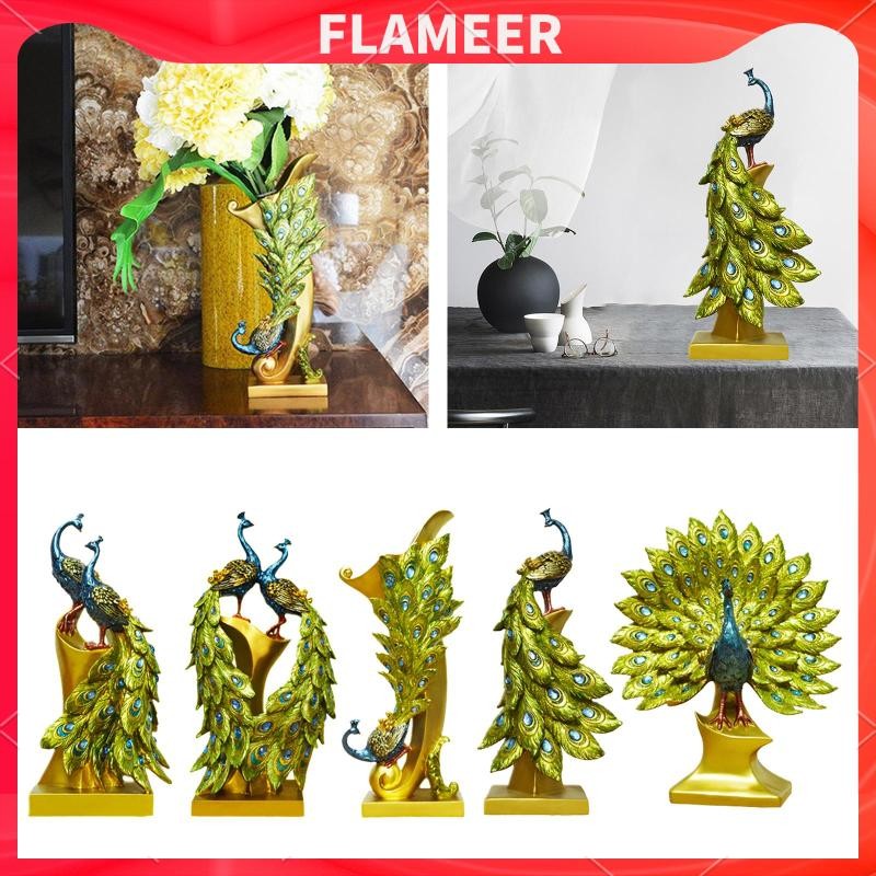 [Flameer] Nordic เรซิ่นนกยูงFigurineประติมากรรมเครื่องประดับรูปปั้นตก ...