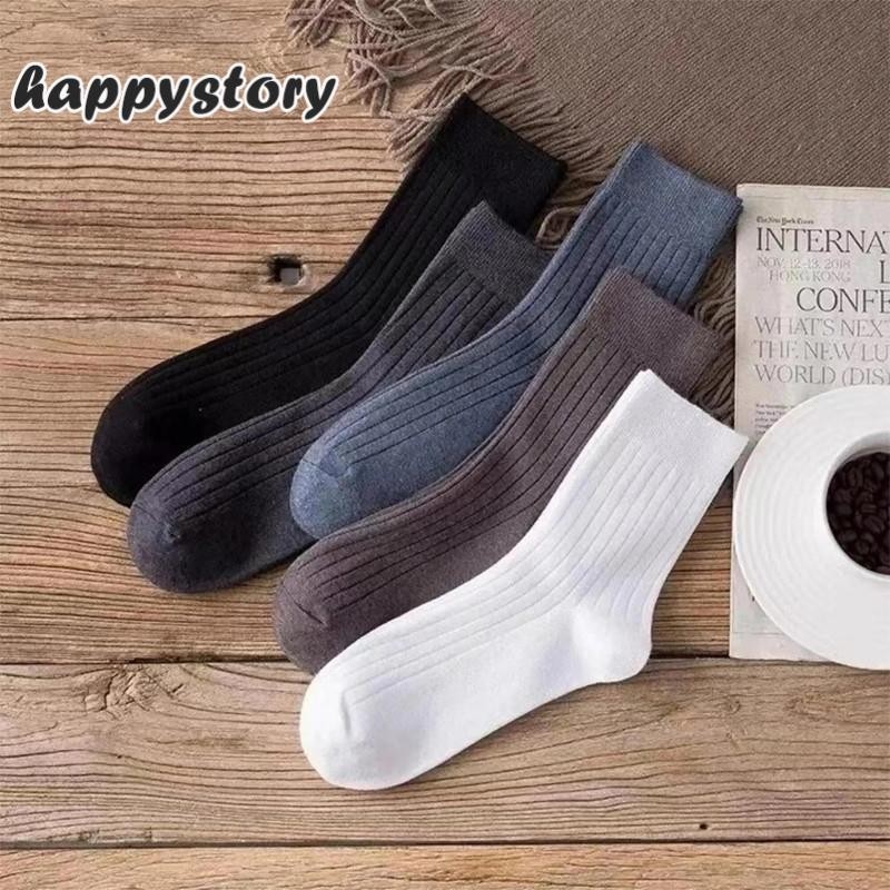 Simple Solid Crew Socks Comfort Mid-tube Socks ถุงเท้าลําลองและความ ...