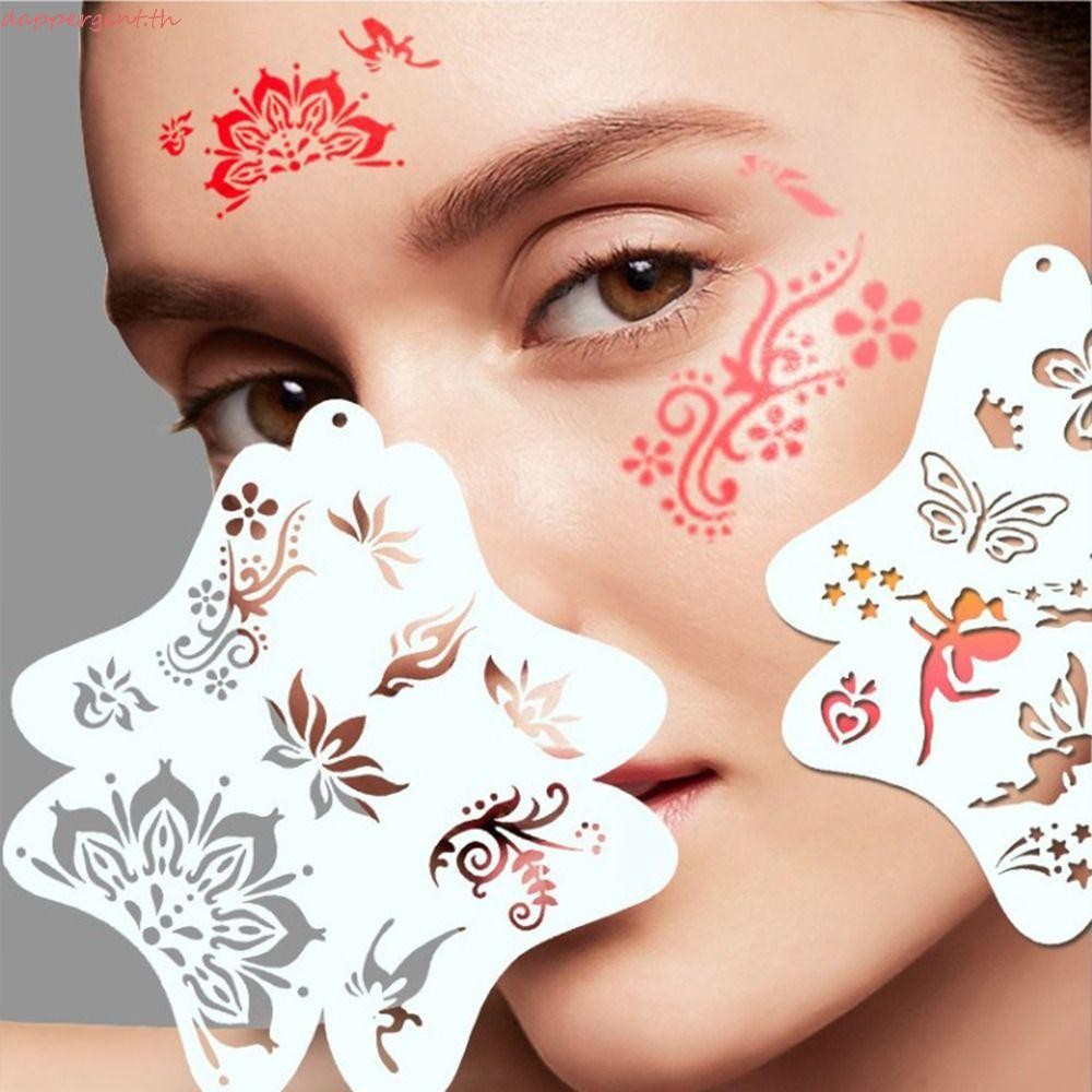 DAPPERGENT เทมเพลตสีใบหน้า, การคัดลอกลายฉลุกลวง DIY Body Art สีลายฉลุ, นํากลับมาใช้ใหม่ DIY ...