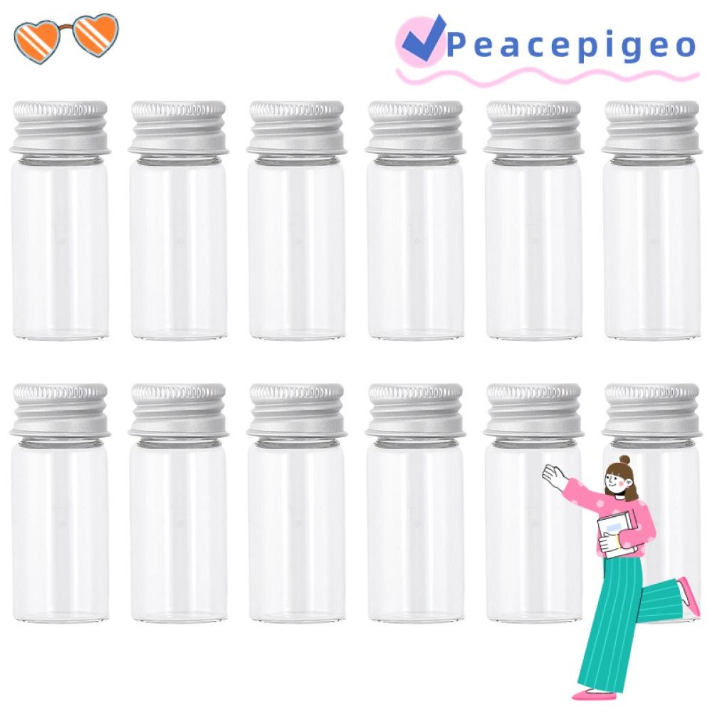 PEACEPIGEO 1/12 ชิ้นขวดแก้วปิดผนึก, โปร่งใสขนาดเล็ก 10 มล. ตัวอย่าง Vials, ปฏิบัติ DIY หัตถกรรม ...