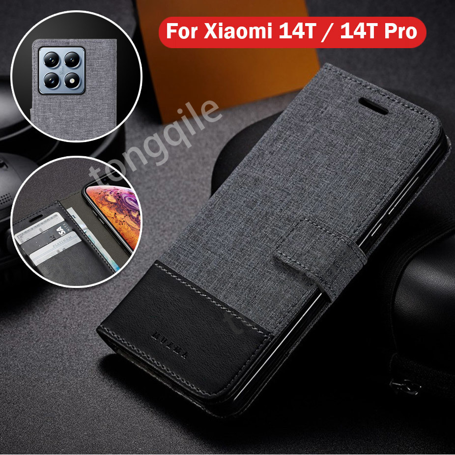 ผ้าใบกรณีพลิกสําหรับ Xiaomi Mi 14T 14 Pro Mi14T Mi14 Xiaomi14T Xiaomi14 ...