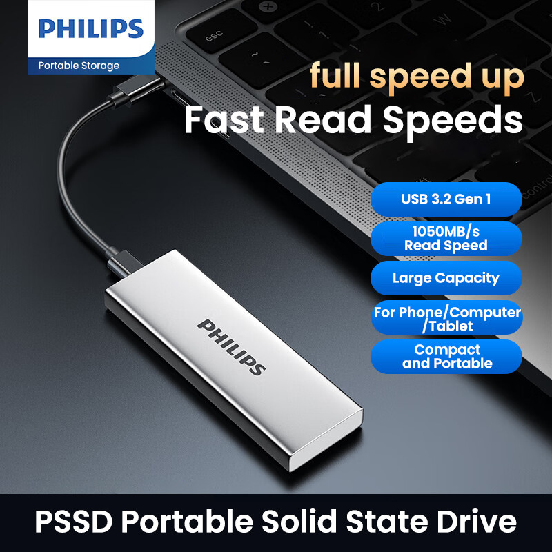 Philips PSSD ไดรฟ์ Solid-State แบบพกพาไดรฟ์ Mobile Solid State Drive 1t ความจุขนาดใหญ่ความเร็ว ...