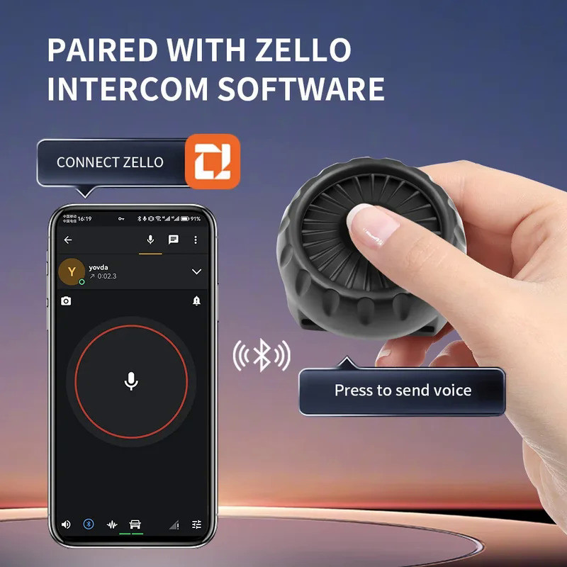 Bluetooth PTT Walkie Talkie Control Button for ZELLO Wireless ...